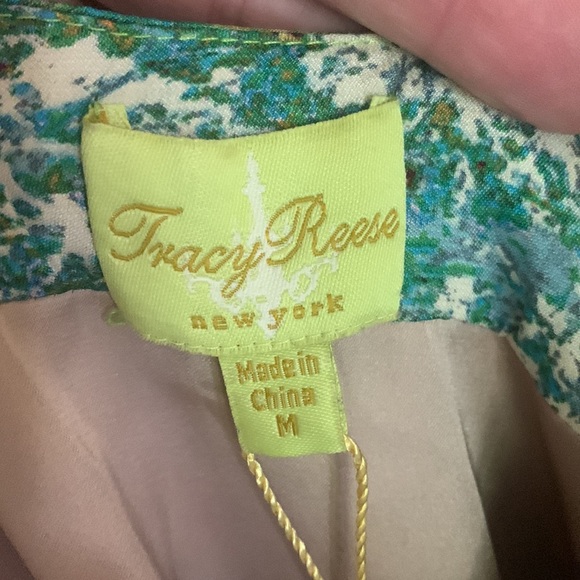 Tracy Reese | Dresses | Tracy Reece Pink Green Floral Print Shoulder ...